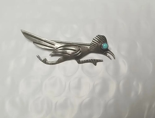 Vintage Native American Southwest Road Runner Turquoise Indian Brooch ...