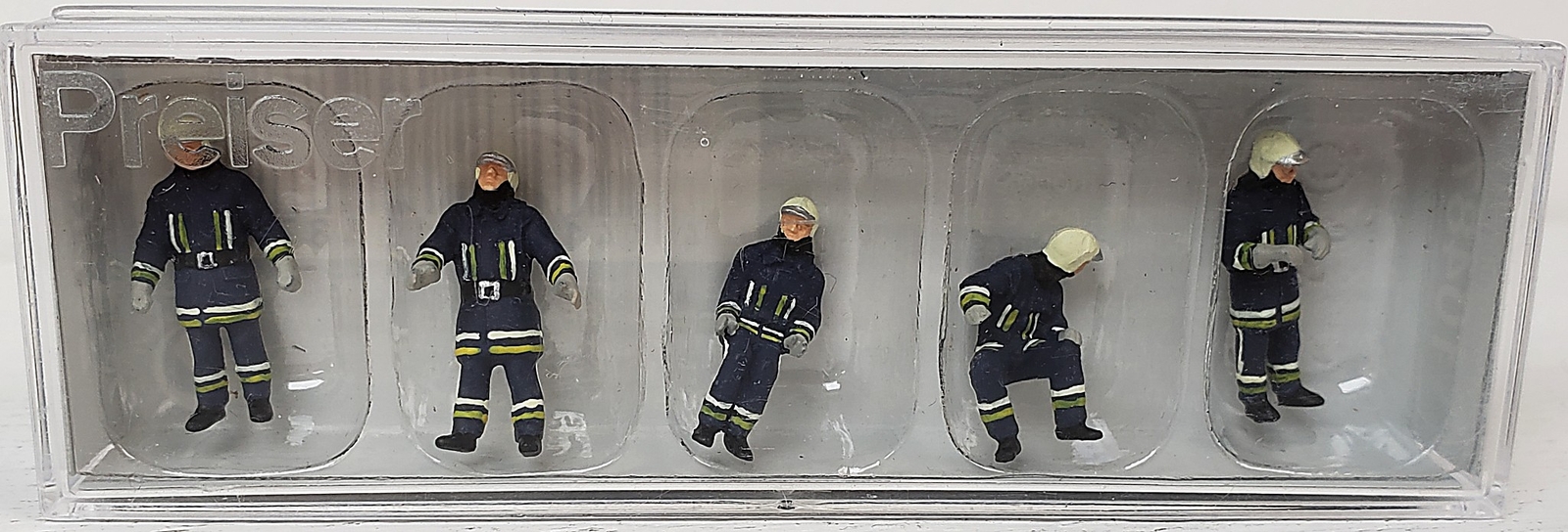 PREISER NEW #10487 HO 1/87 Scale Set of 5 Firemen in Blue & Yellow ...