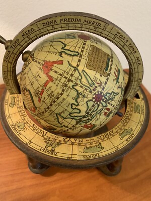 Old World Globe Tabletop Astrology Zodiac Celestial Wood Laurie Ware ...