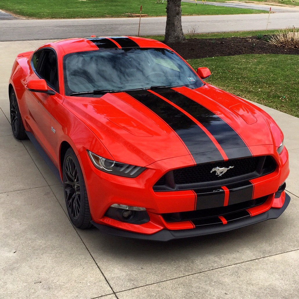 Red Mustang Black Stripes