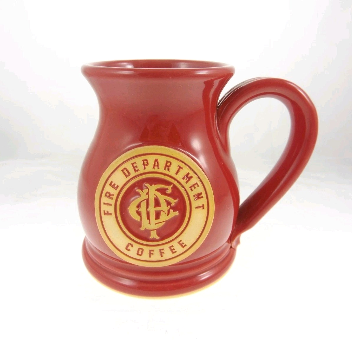 4.5" Grey Fox Pottery Fire Department Coffee Mug Red | eBay