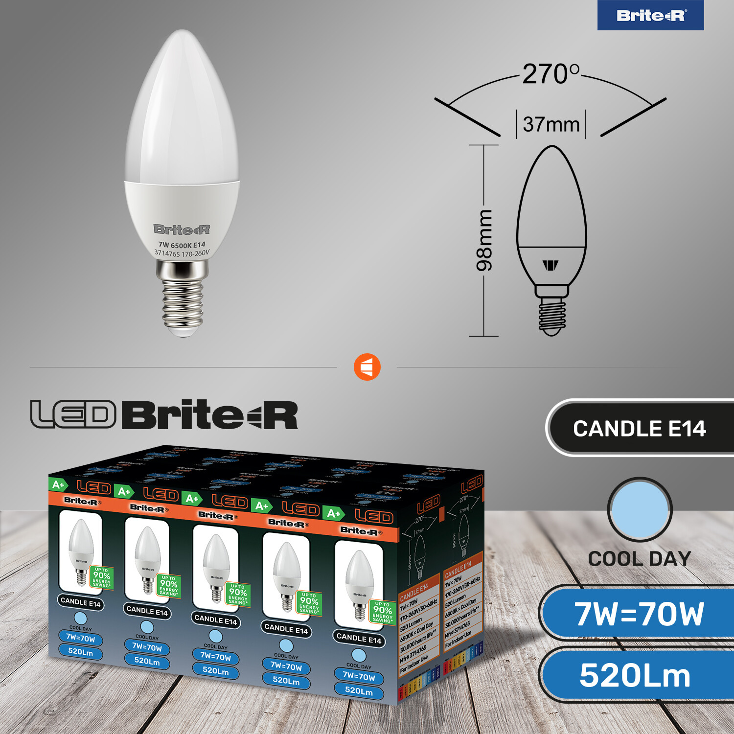 10x E14 SES Candle LED Bulb 3W=30W WARM White Brite-R 3000K 240V Light ...