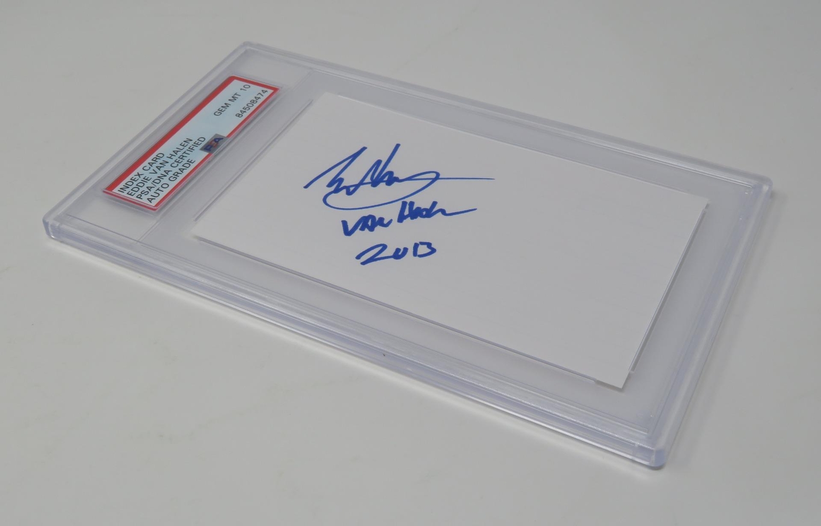 Eddie Van Halen VAN HALEN Signed Autograph 3x5 Index Card Slab JSA PSA ...