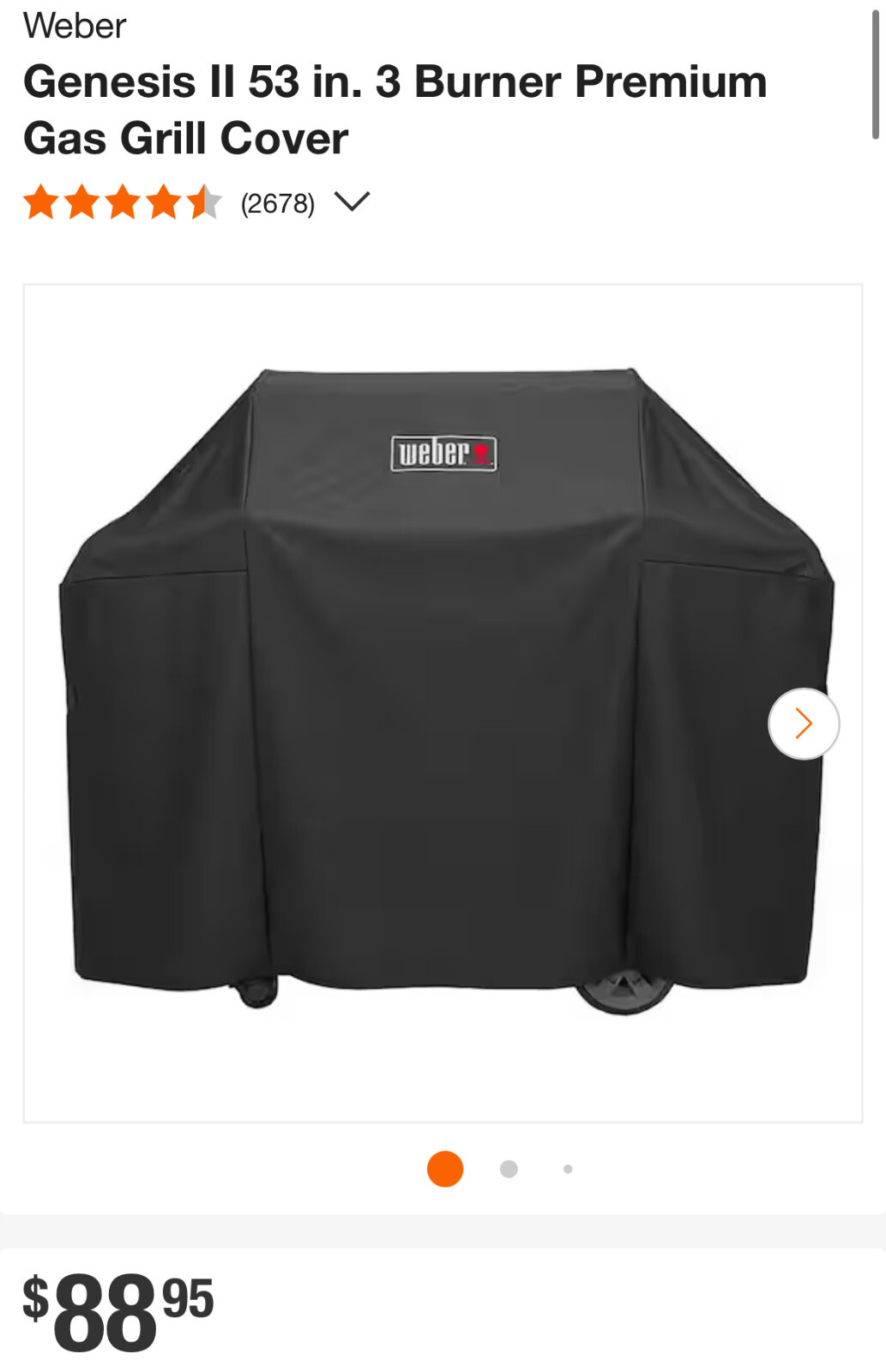 Weber 7130 3 Burner Premium Gas Grill Cover for sale online | eBay