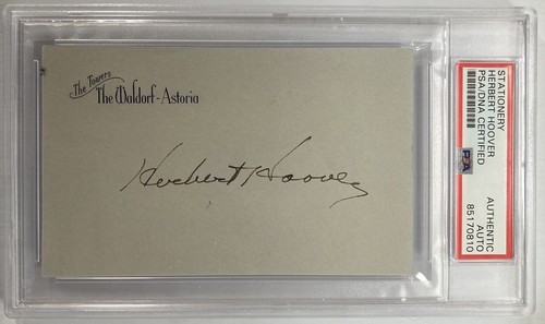 President Herbert Hoover Signed Autograph 3x5 Cut Stationery - PSA DNA ...