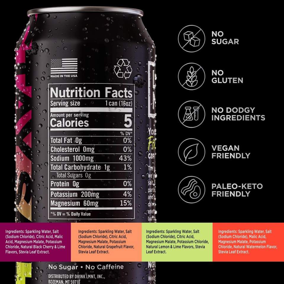 LMNT Sparkling Electrolyte Water - Variety Pack | 12-Count | eBay