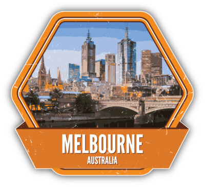 Melbourne Australia Grunge Vintage Travel Label Car Bumper Sticker ...