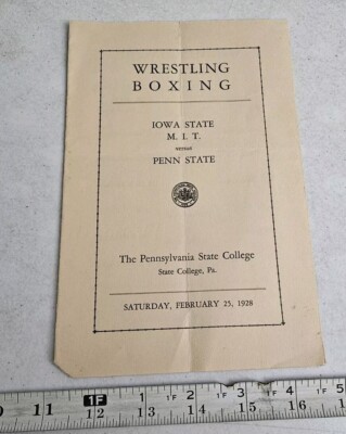 Vintage 1928 Penn State M. I. T. Iowa State Wrestling Boxing Program | eBay