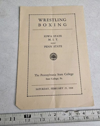 Vintage 1928 Penn State M. I. T. Iowa State Wrestling Boxing Program | eBay