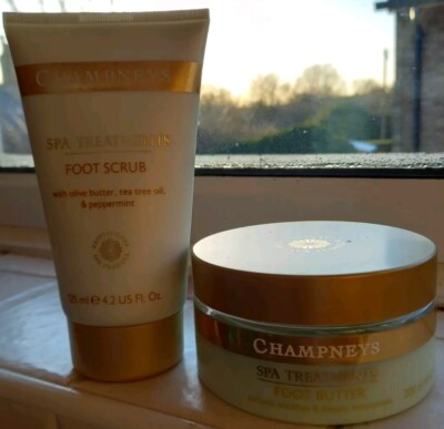 Champneys Spa Foot Butter 200ml and Foot Scrub 125ml Pedicure Set - BN ...