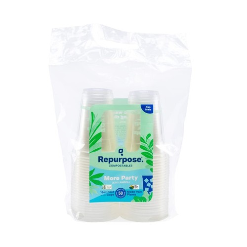 Repurpose 100% Compostable Plant-Based Clear Cold Cup | 16 Ounce Party ...