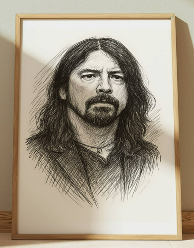 DAVE GROHL FOO FIGHTERS DRAWING PRINT PORTRAIT SKETCH 8" x 10" WALL ART ...