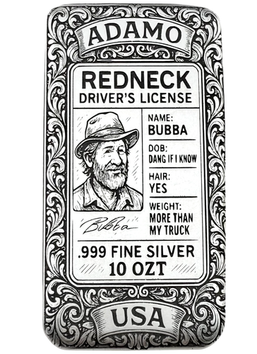10 oz Silver Art Bar 999 - Redneck DL - Exclusive Limited Edition ...