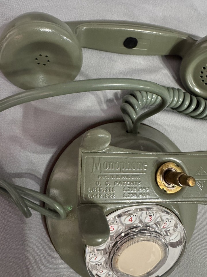 VINTAGE 1930s AUTOMATIC ELECTRIC COMPANY ROTARY TELEPHONE Green Mad Men ...