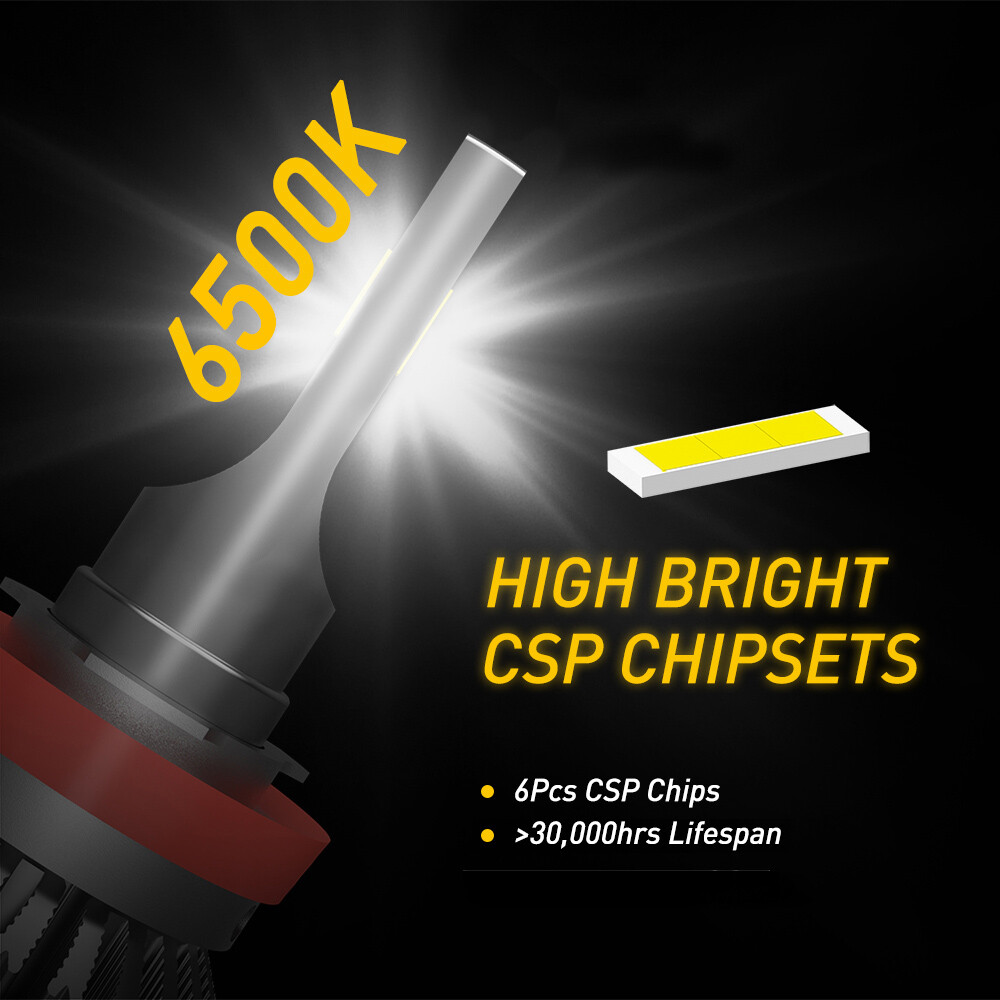 Waterproof H11 H9 6500K White Headlight LED Globes Light Bulbs For Ford ...