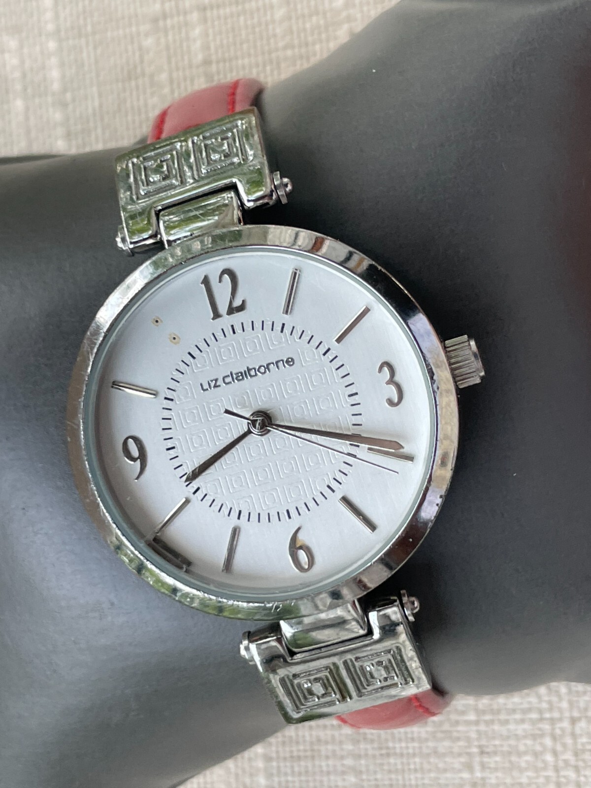 Liz Claiborne Women Wristwatch Red Leather Band Quartz Analog Wrist ...