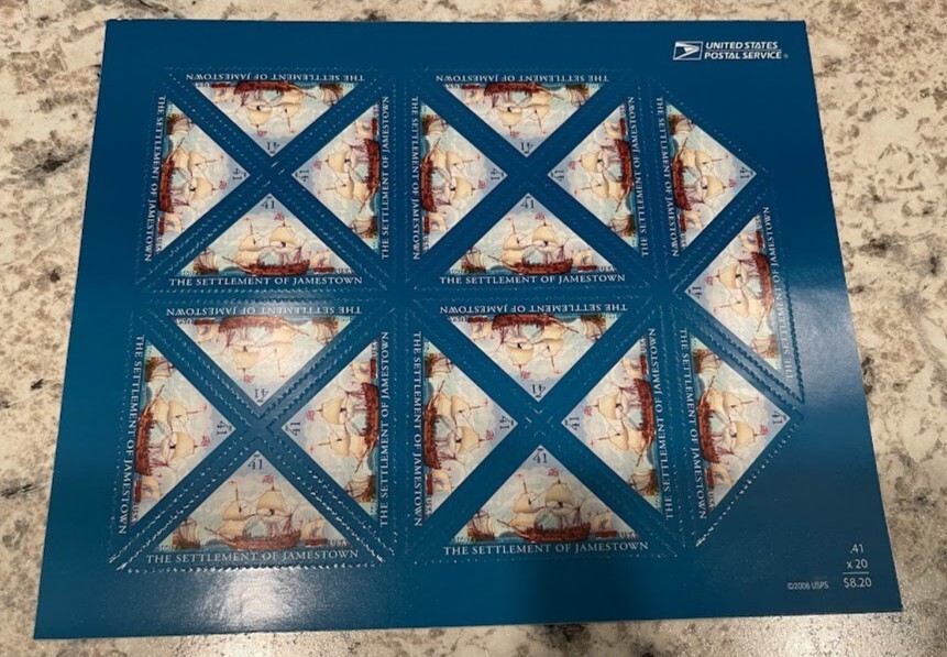 Scott #4136,The Settlement of Jamestown Sheet of 20, 41-cent stamps MNH ...