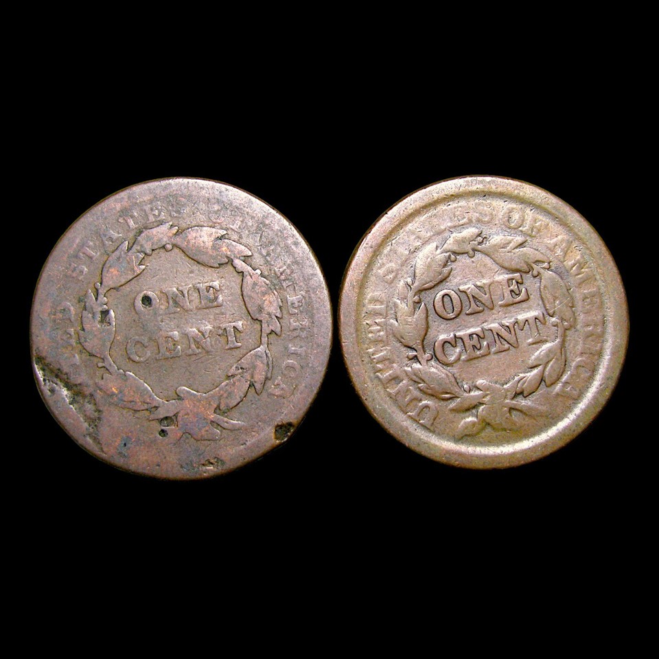 1840 1853 Braided Hair Large Cent Penny ---- Nice Details Coin Lot ...