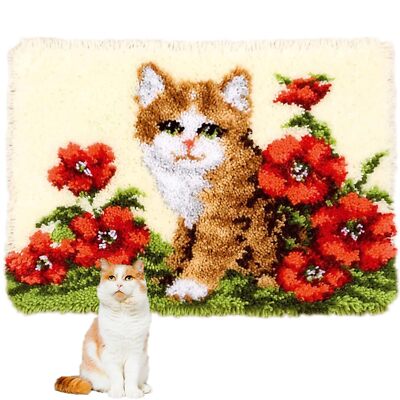 Latch Hook Kit Rug Latch Hook Kits Cat with Pre-Printed Pattern for ...