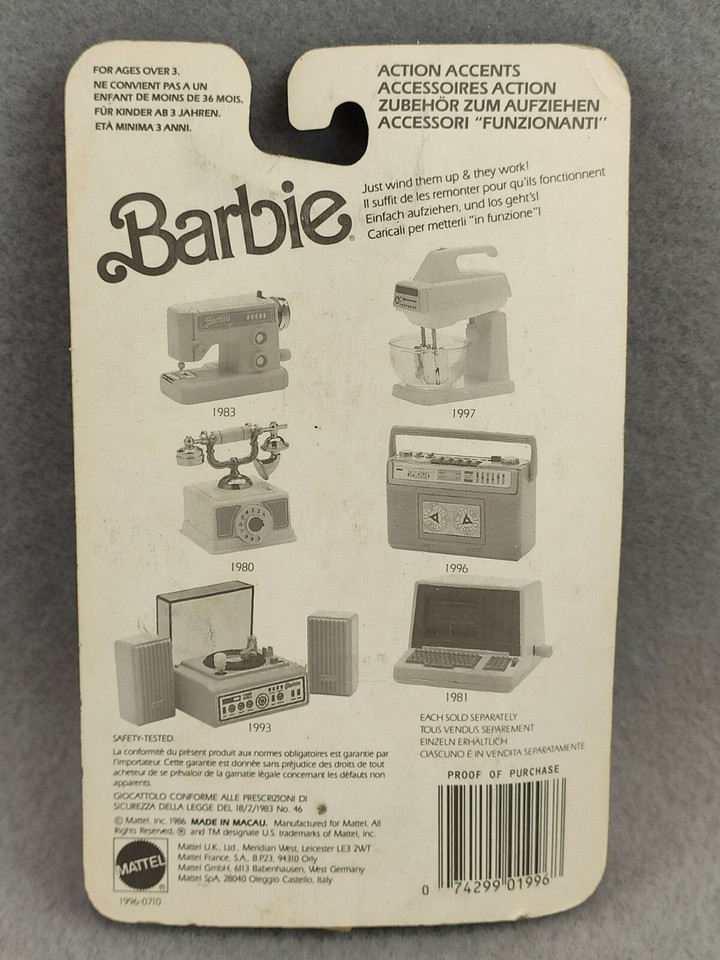 Barbie Mattel 1996 Stereo 1986 New Vintage Moc Radio Tape Deck ...