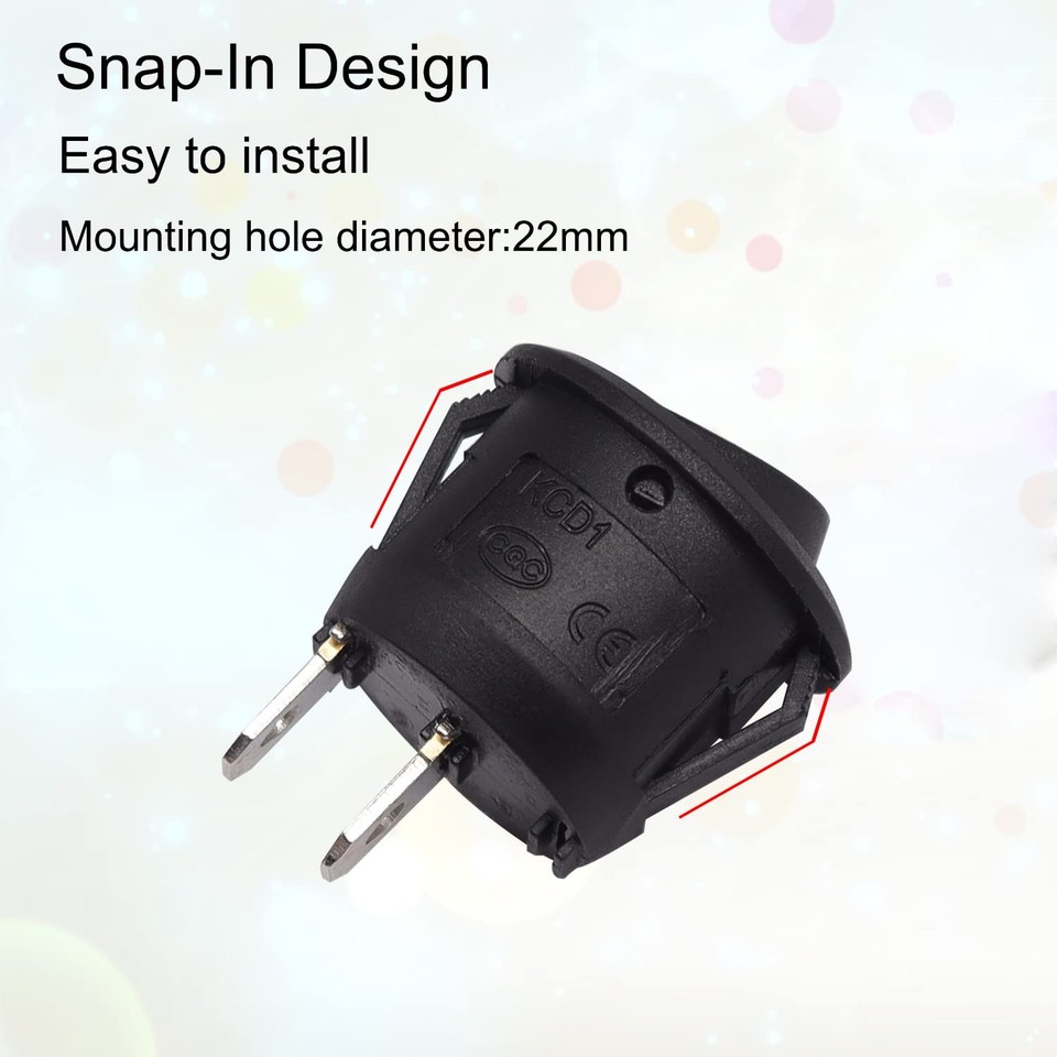 10Pcs 12V Round Rocker Switch ON/Off SPST 2Pin Toggle Switch with Wires ...