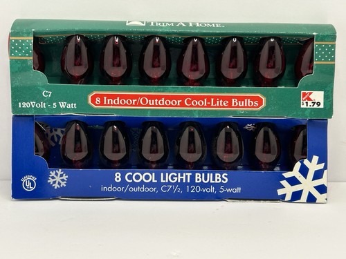VTG Indoor / Outdoor RED COOL LIGHT BULBS C7 120 Volt - 5 Watt 16 Bulbs ...