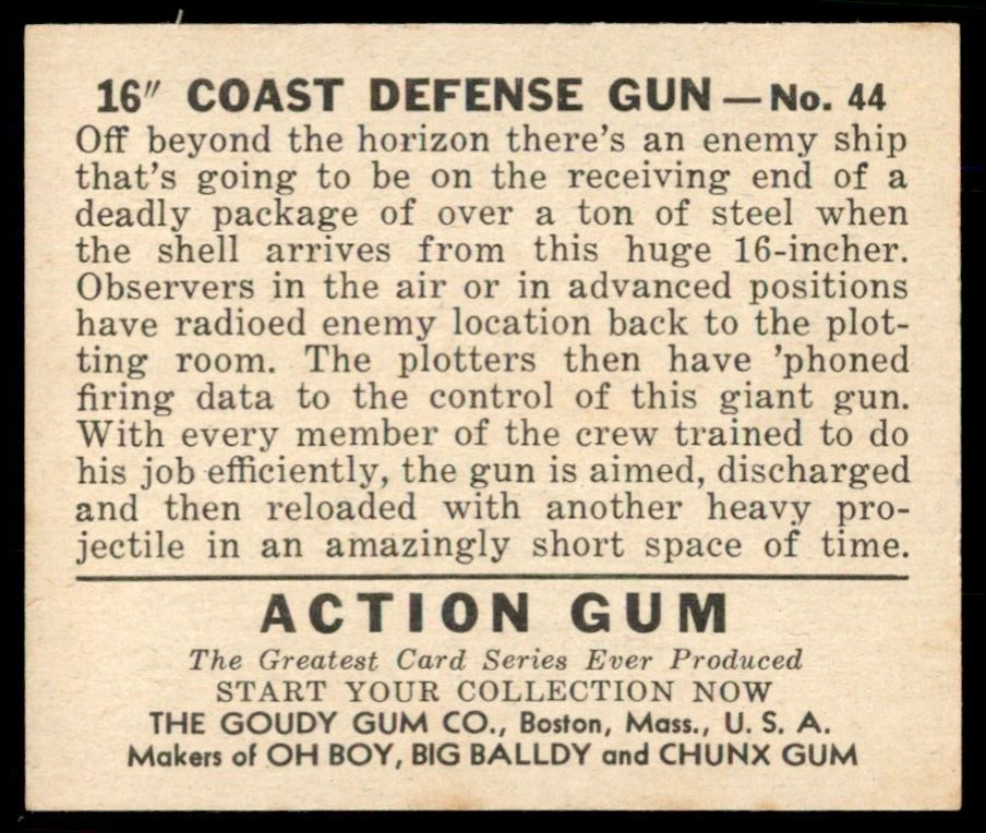 1938 Action Gum #16 Coast Defense Gun NEAR MINT *GPL84* | eBay