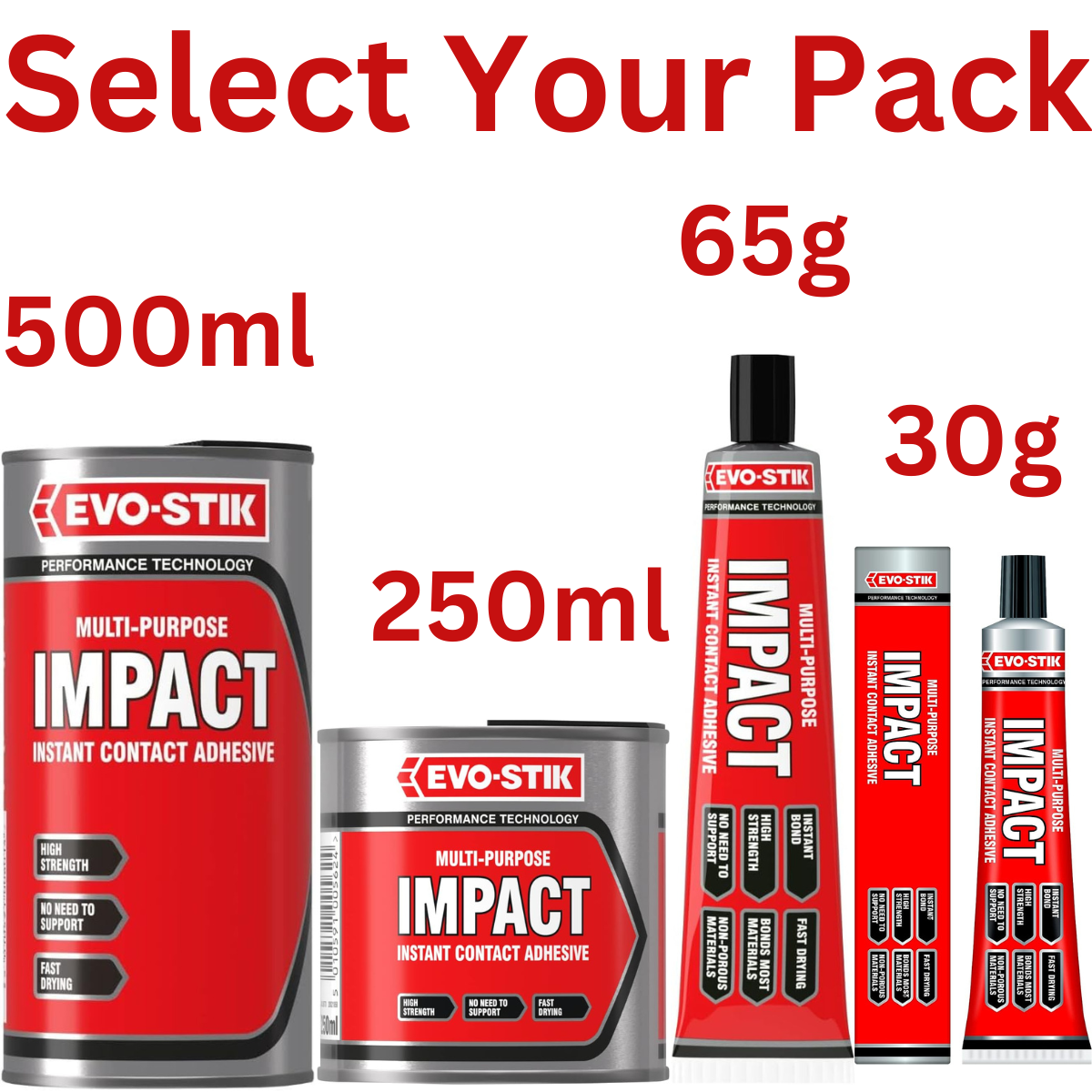 Evo Stik Instant Contact Adhesive 250ml-500ml Tin Tube Glue Strong High ...