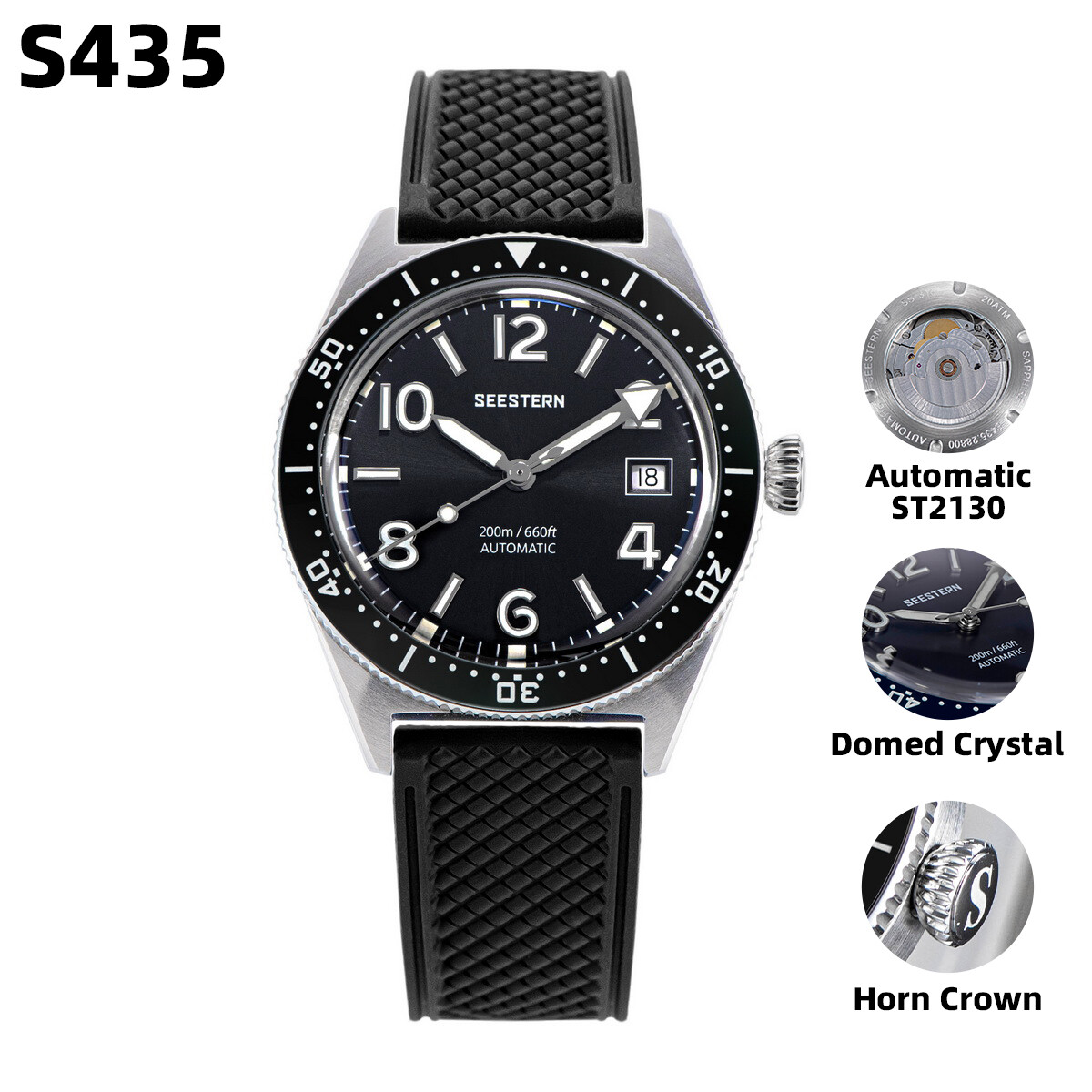 2024 SEESTERN Diver Men's Watch Automatic Mechanical 20ATM Sapphire ...