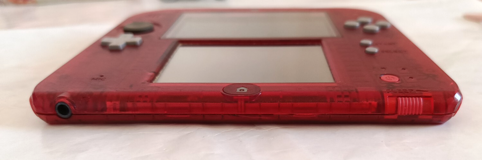 Nintendo 2DS Crystal Red Handheld Game Console Region Free W/ Charger ...