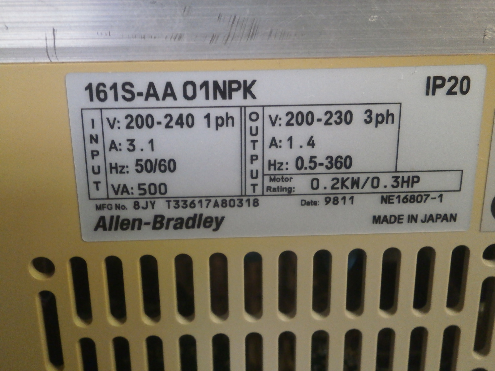 Allen Bradley 161S-AA01NPK IP20 WITH 161S-RFA-6-A FILTER | eBay