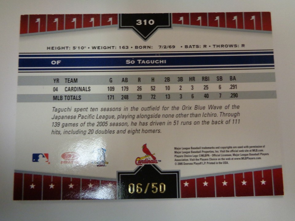 2005 Donruss Champions Impressions So Taguchi Card #310 #6/50 | eBay