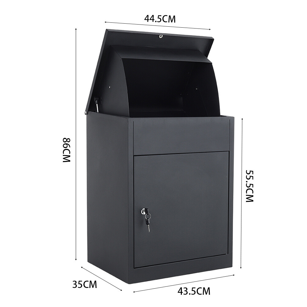 Black Large Outdoor Parcel Secure Box Lock Package Delivery Drop Box ...