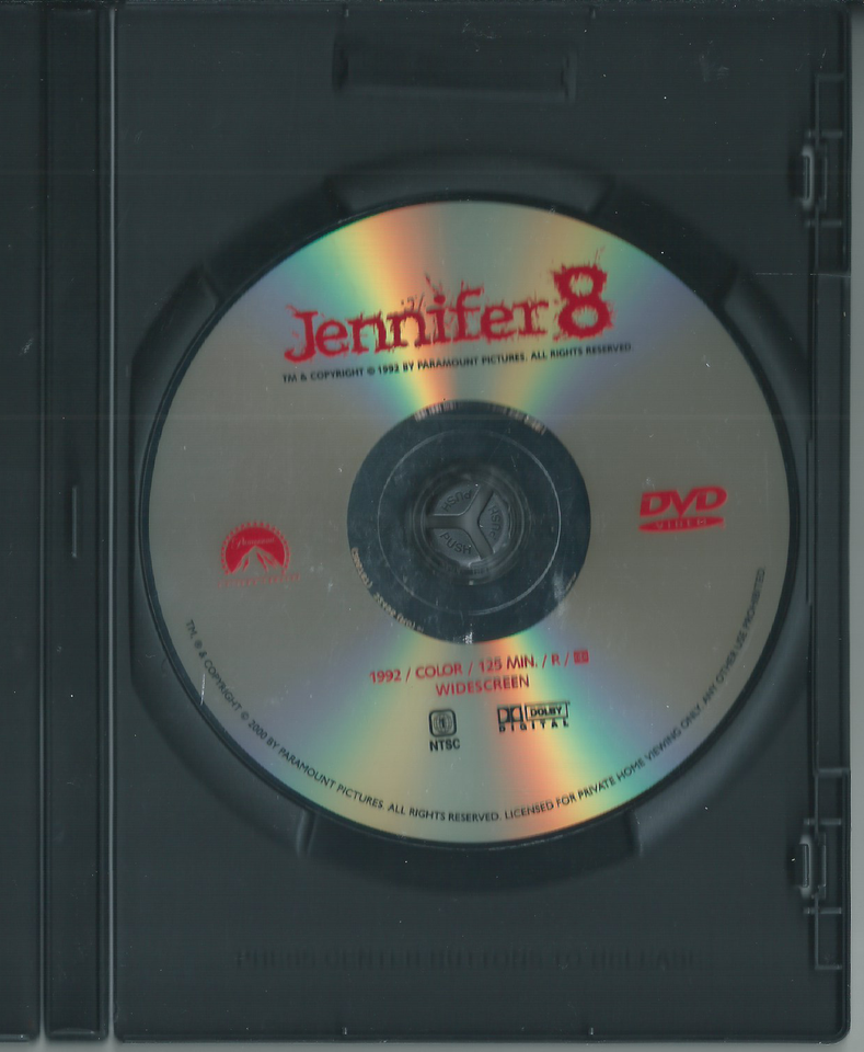 📦 Jennifer 8 (DVD, 2000, Uma Thurman, Andy Garcia, Widescreen, Made in ...