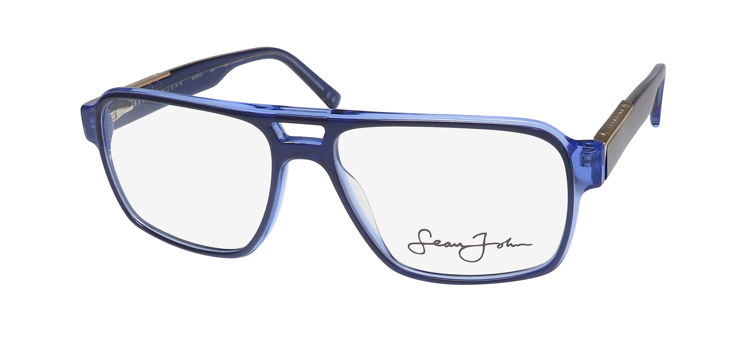 NEW SEAN JOHN 5101 EYEGLASSES 59-16-150 FULL-RIM BLUE MENS SHIELD ...
