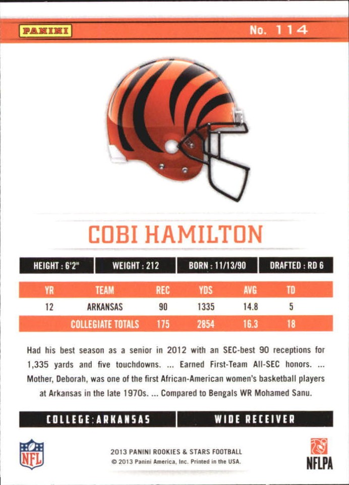2013 Rookies and Stars Longevity Football Card #114 Cobi Hamilton | eBay