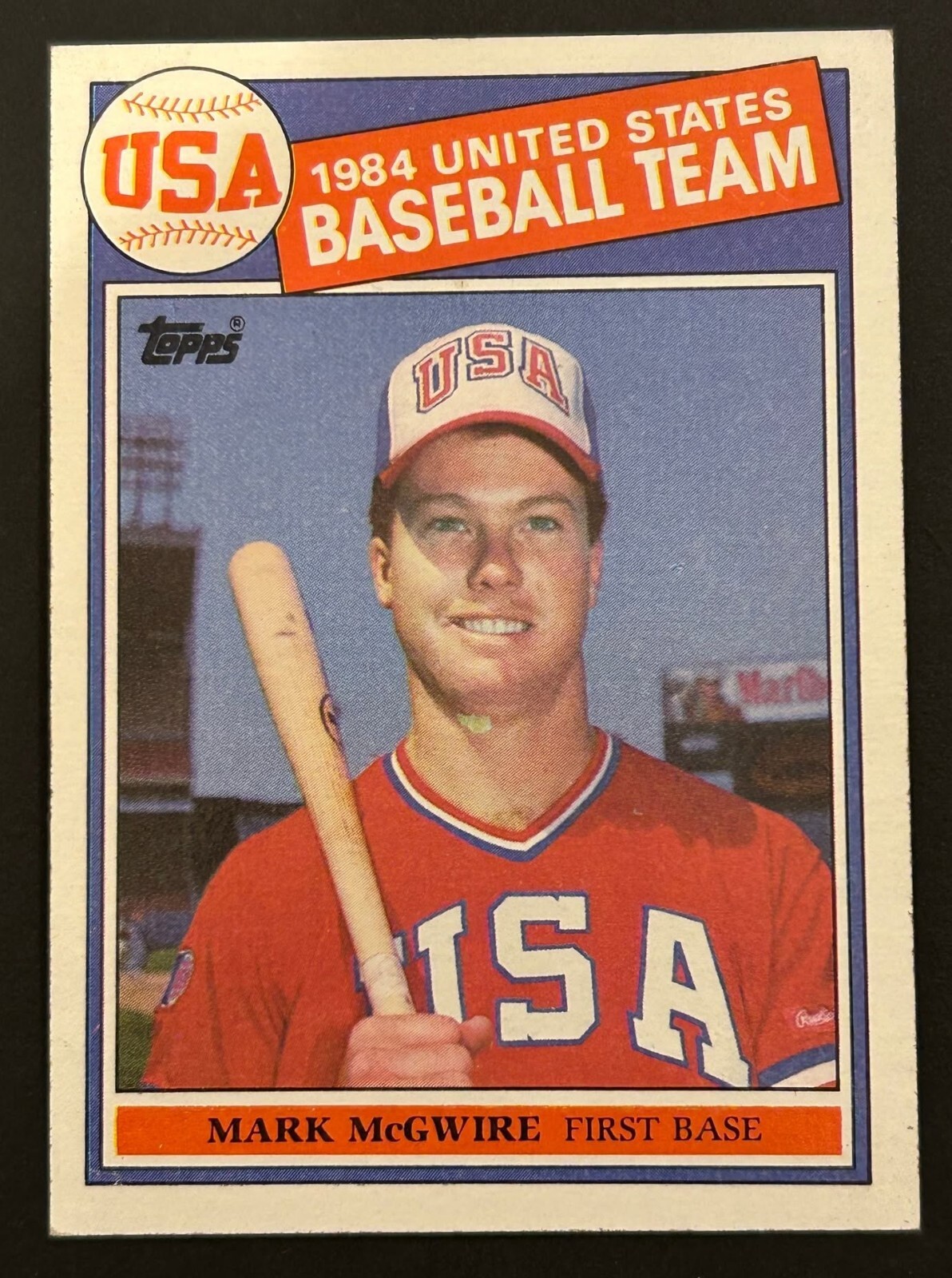 1985 Topps Mark Mcgwire Olympic Rookie Card (RARE Booger Blotch Error ...
