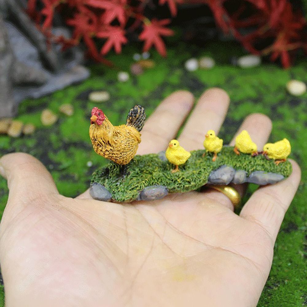 Garden Micro Landscape Chicken Family Figurines Hen Chick Models Farm ...