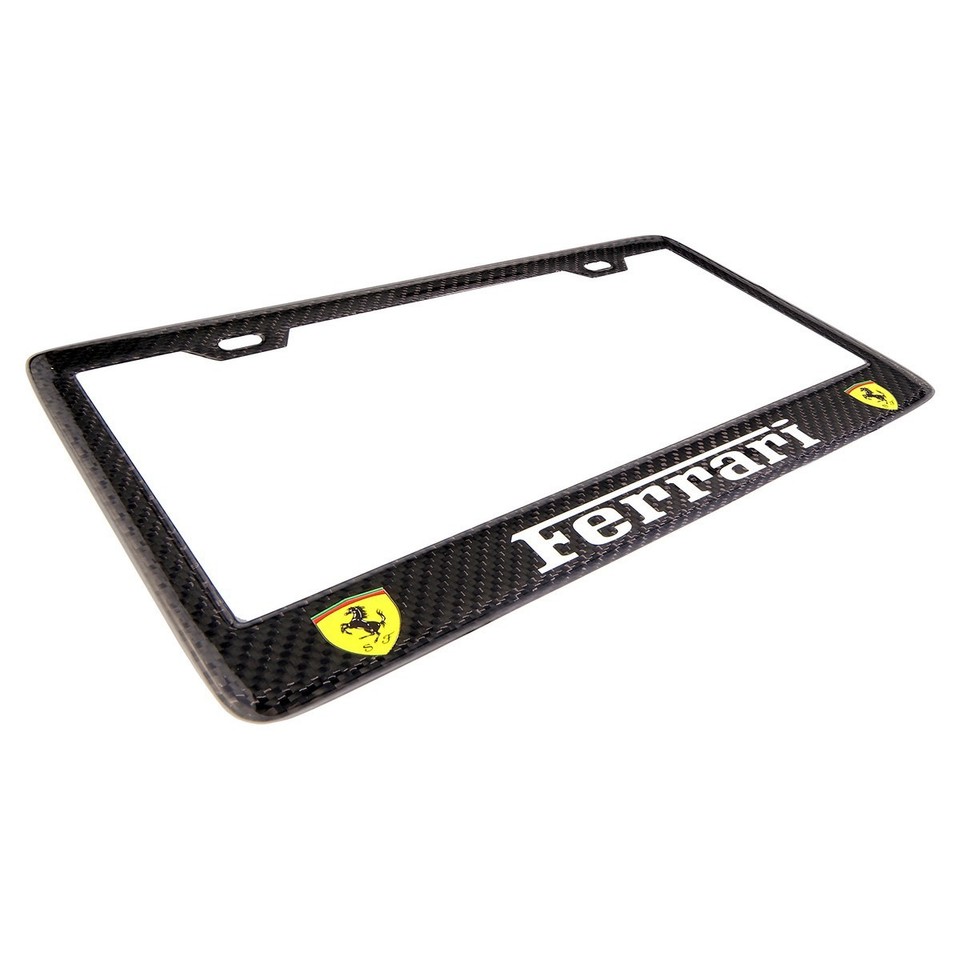 Black "FERRARI" License Plate Frame, Custom Real Carbon Fiber No Vinyl ...