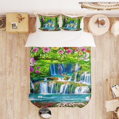 3D Waterfall Flower A6586 Bed Pillowcases Quilt Duvet Cover Set Queen ...