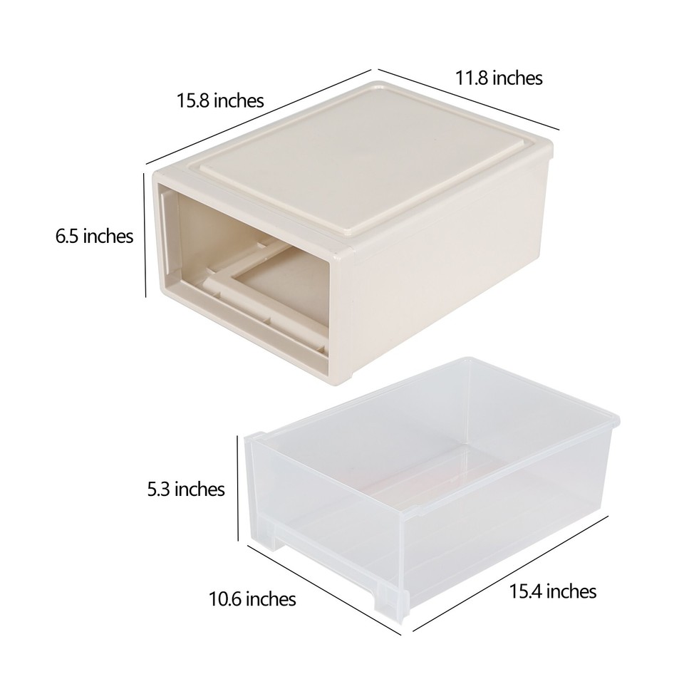 4 Packs 18 Quart Plastic Stacking Storage Drawers, Large Stackable ...