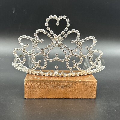 Vintage Heavy Jeweled Heart Crown - Rhinestone Wedding Costume Tiaras ...