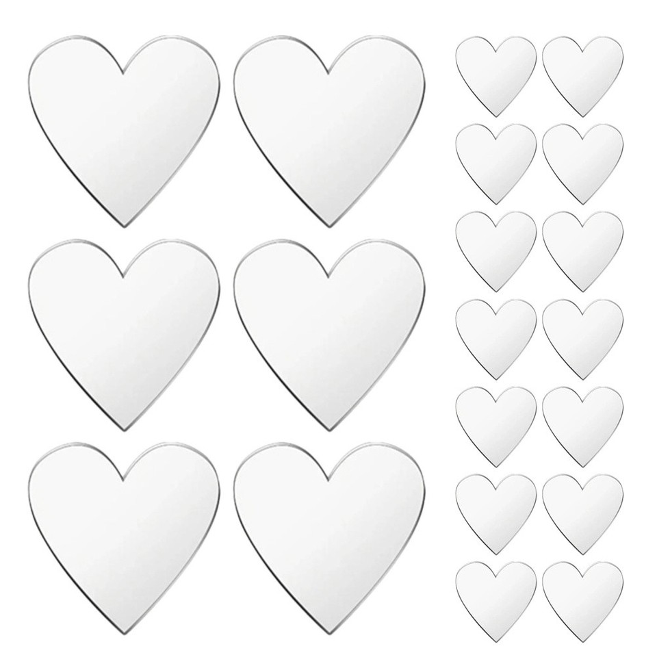 200pcs Mini Heart Shaped Acrylic Mirror Stickers - Self-Adhesive Wall ...