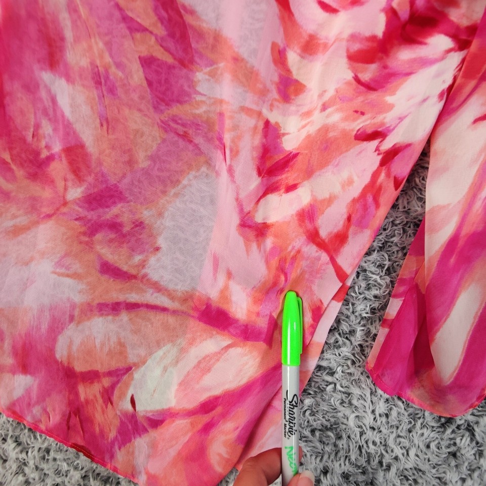 Susan Graver Womens Pink Floral Kimono Cardigan Top Size 10 Tropical ...