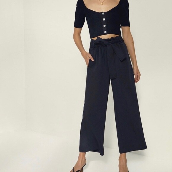 Wilfred by Aritzia Paperbag Wide Leg Cropped Pants - Gem