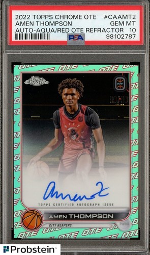 2022 TOPPS CHROME OE AUTO AMEN THOMPSON AQUA /99 PSA 10 GEM MINT | eBay