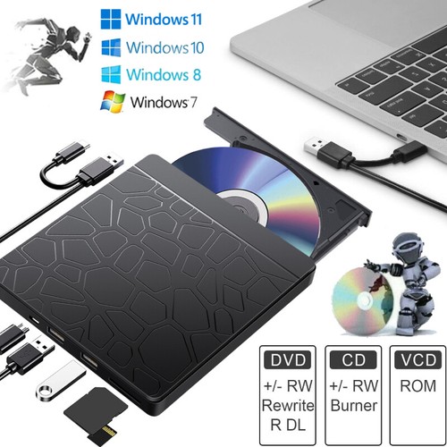 Slim USB 3.0 External DVD Driver CD Writer Burner For Laptop Windows 11 ...