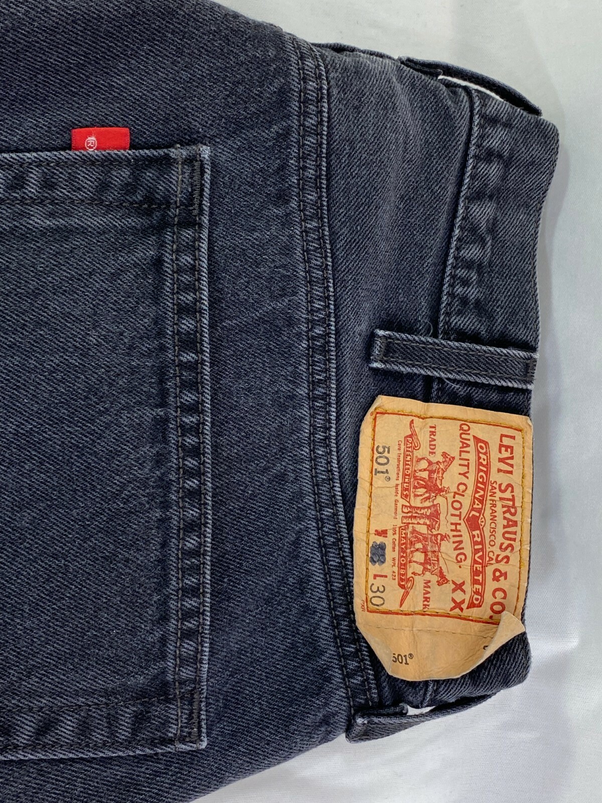Levi's Original 501 Straight Leg Denim Jeans Black C… - Gem