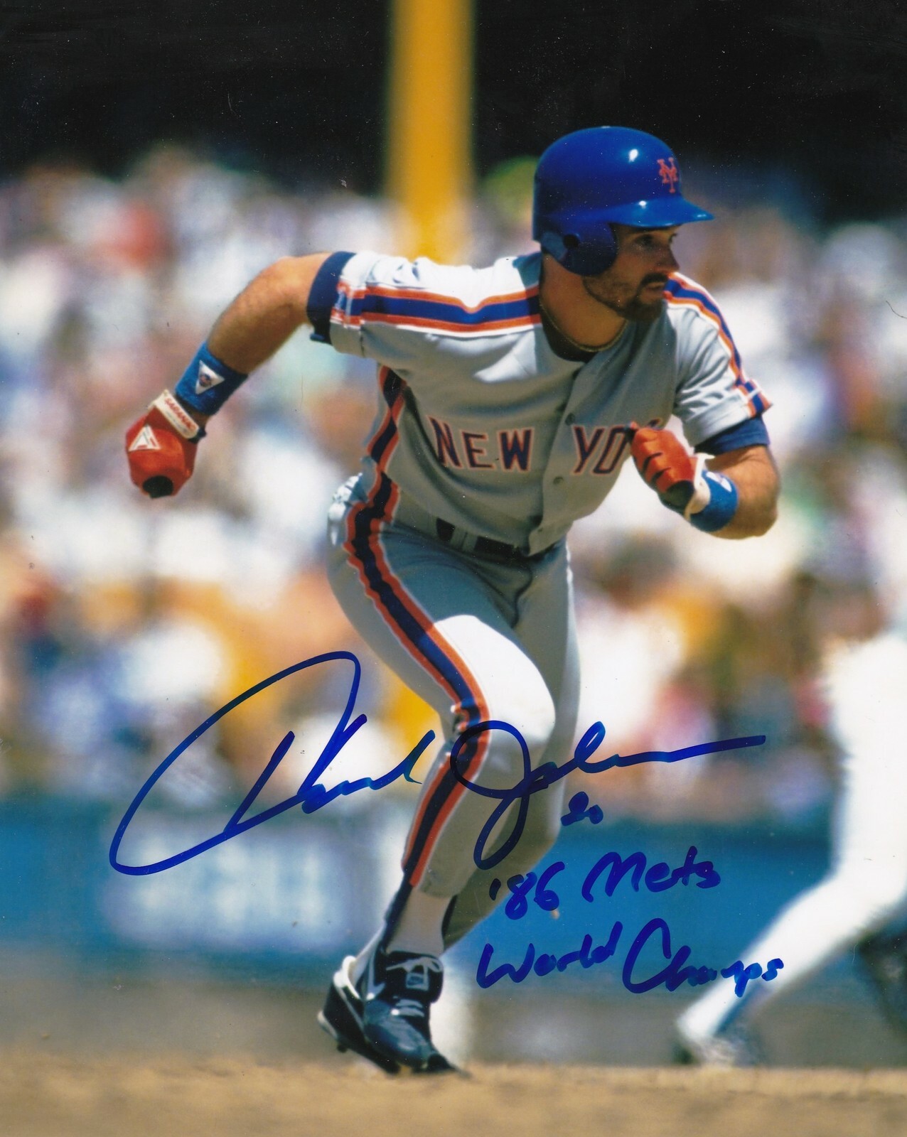 HOWARD JOHNSON NEW YORK METS 1986 WS CHAMPS ACTION SIGNED 8x10 | eBay