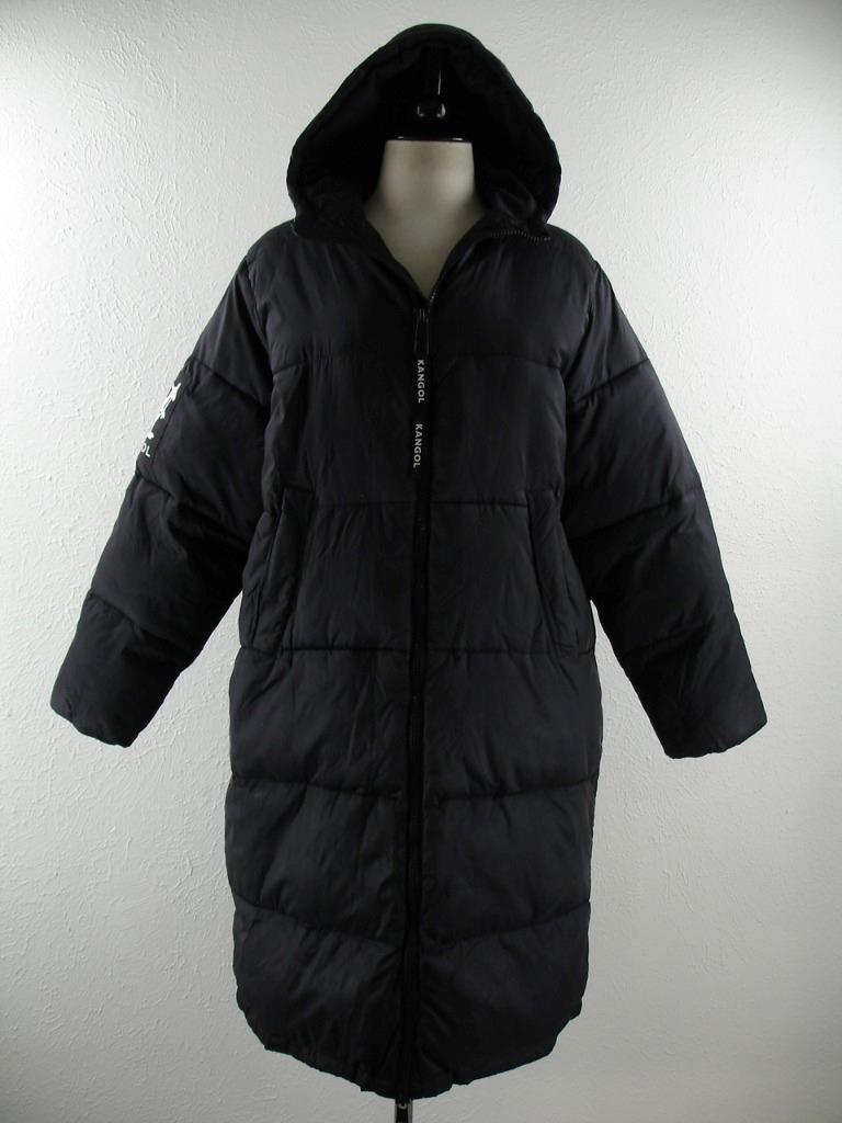 Women's sz M Kangol X H&M Black Long Puffer Coat Parka Women's sz M Kangol X H&M Black Long Puffer Coat Parka
